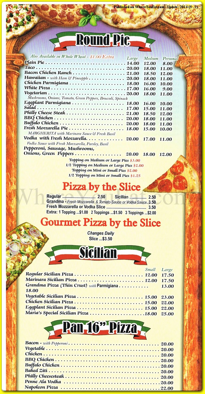 Napoleon Pizza Restaurant in Brooklyn / Official Menus & Photos