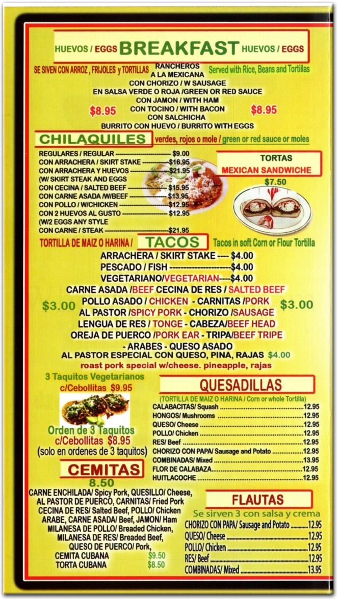 El Toro Bravo Restaurant in Queens / Official Menus & Photos