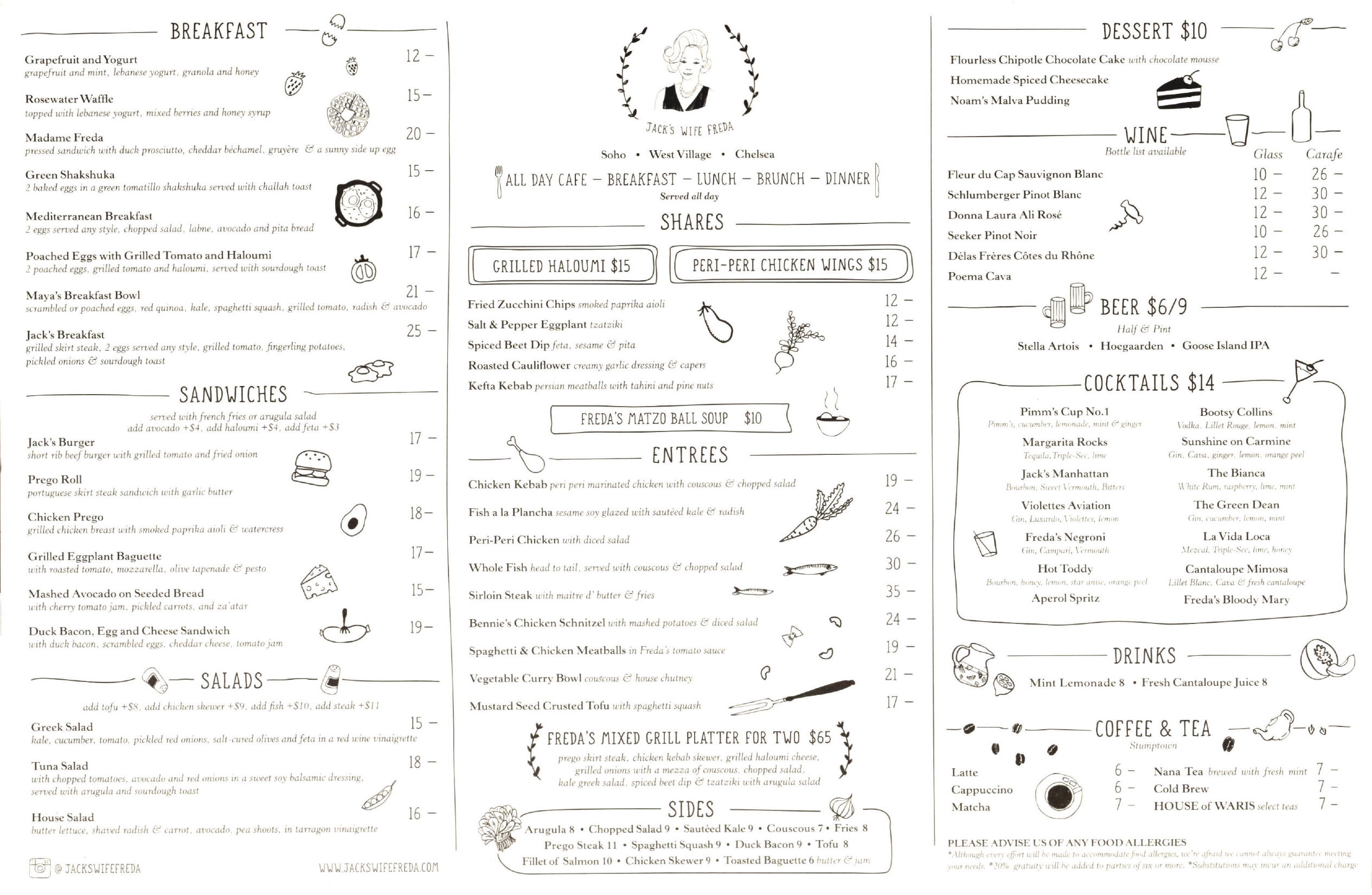 Jack's Wife Freda Restaurant in Manhattan / Official Menus & Photos